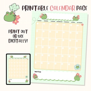 Froggy Calendar Page Digital Printable Download - Etsy