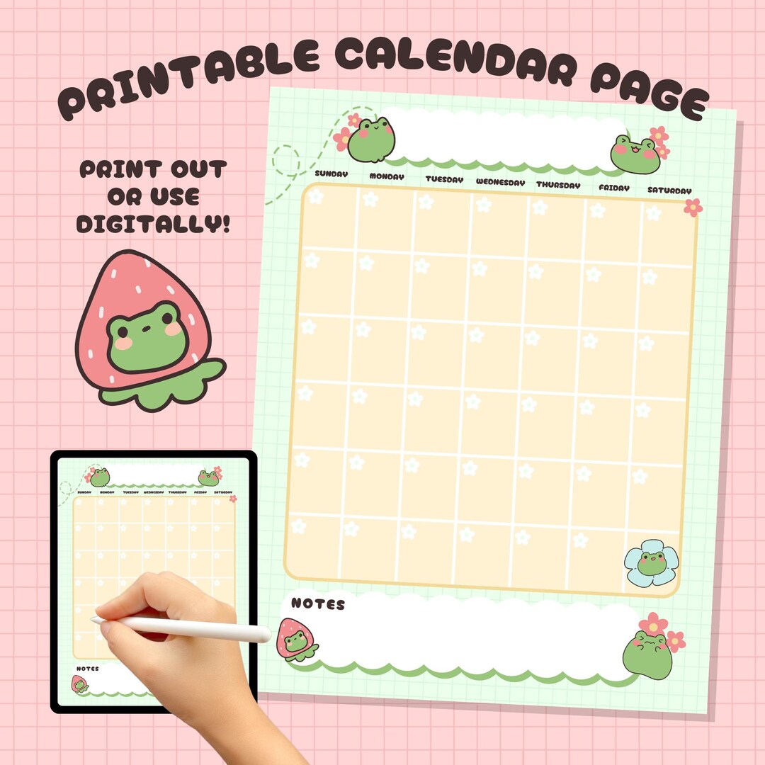 Froggy Calendar Page Digital Printable Download - Etsy