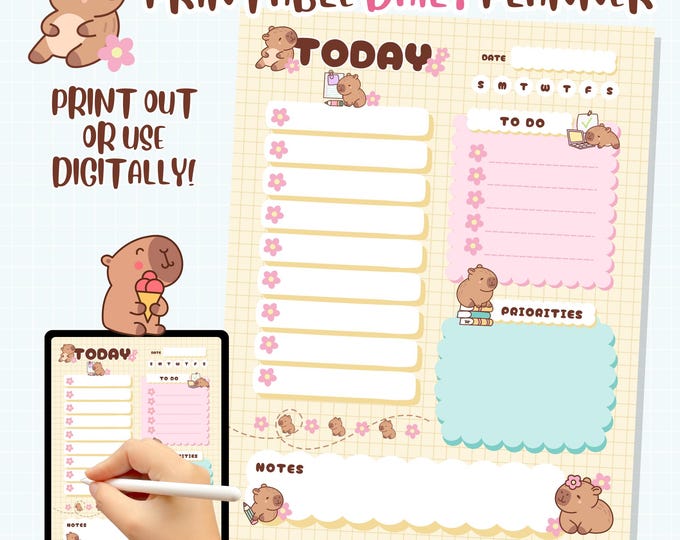 Printable Digital Planner Set - Capybaras - Etsy Canada