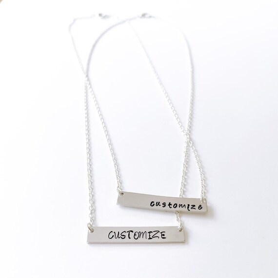 Customizable Hand Stamped Silver Chain Necklaces - Etsy UK