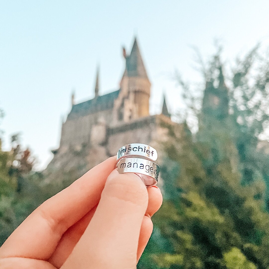 Mischief Managed Hand Stamped Magic and Wizard Wrap Ring Handmade ...