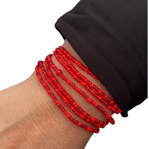 Red Beaded Bracelet - Etsy