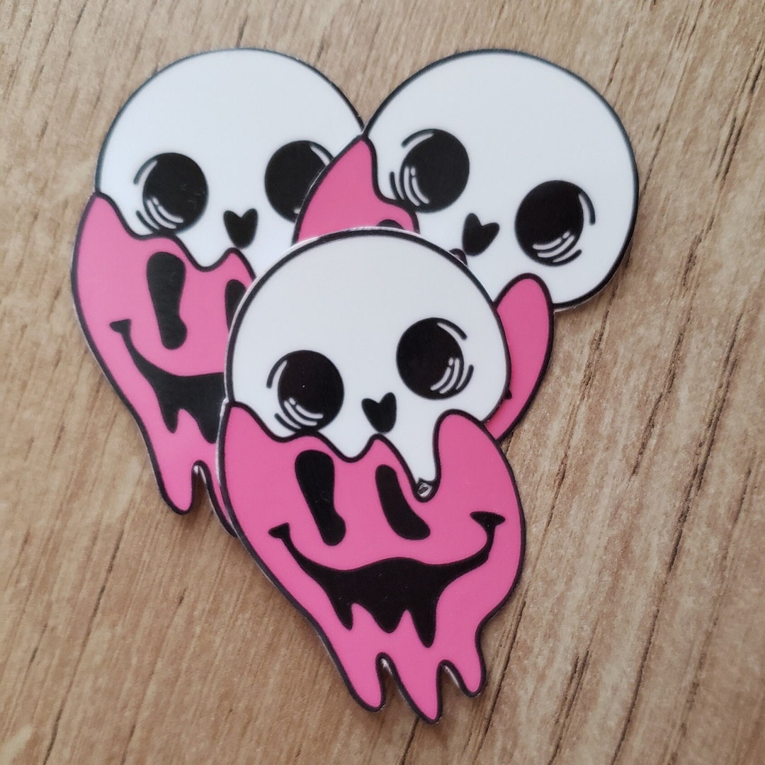 Skull Sticker, Melting Smiling Face, Sticker, Laptop, Phone, Tablet ...