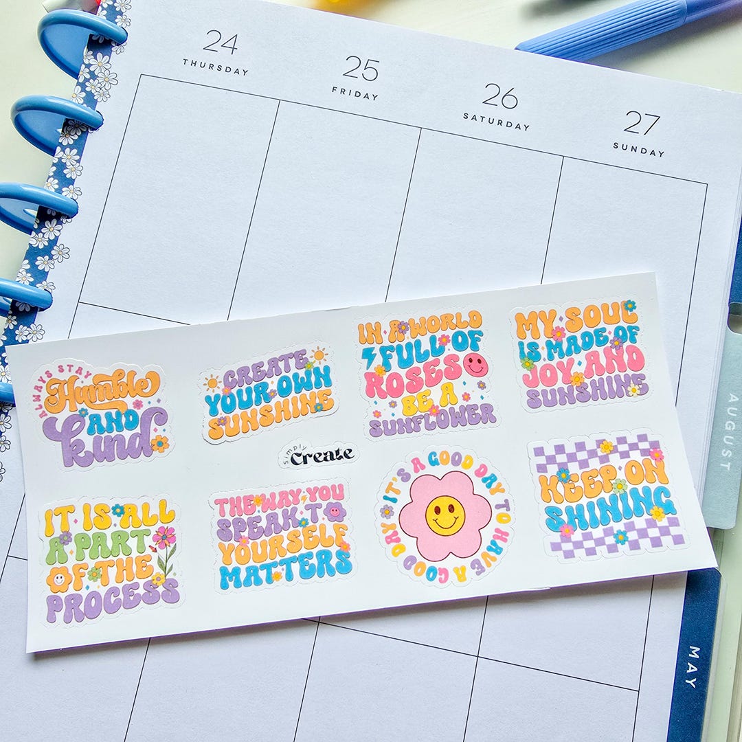 Positive Affirmation Sticker Sheet for Planners and Journals – Colorful ...