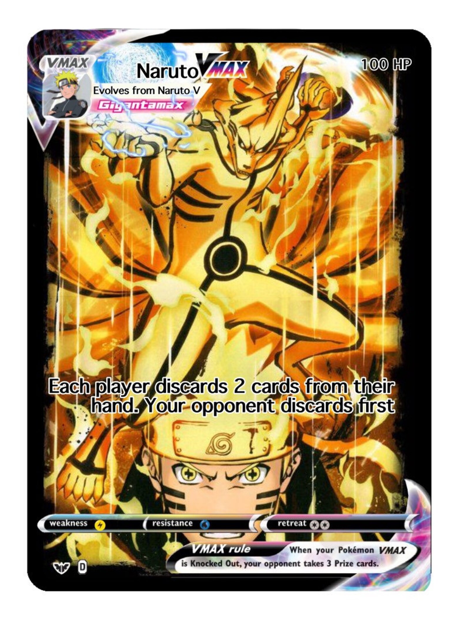 Custom Made Vmax Pokémon Card Naruto Sasuke Collaboration | Etsy