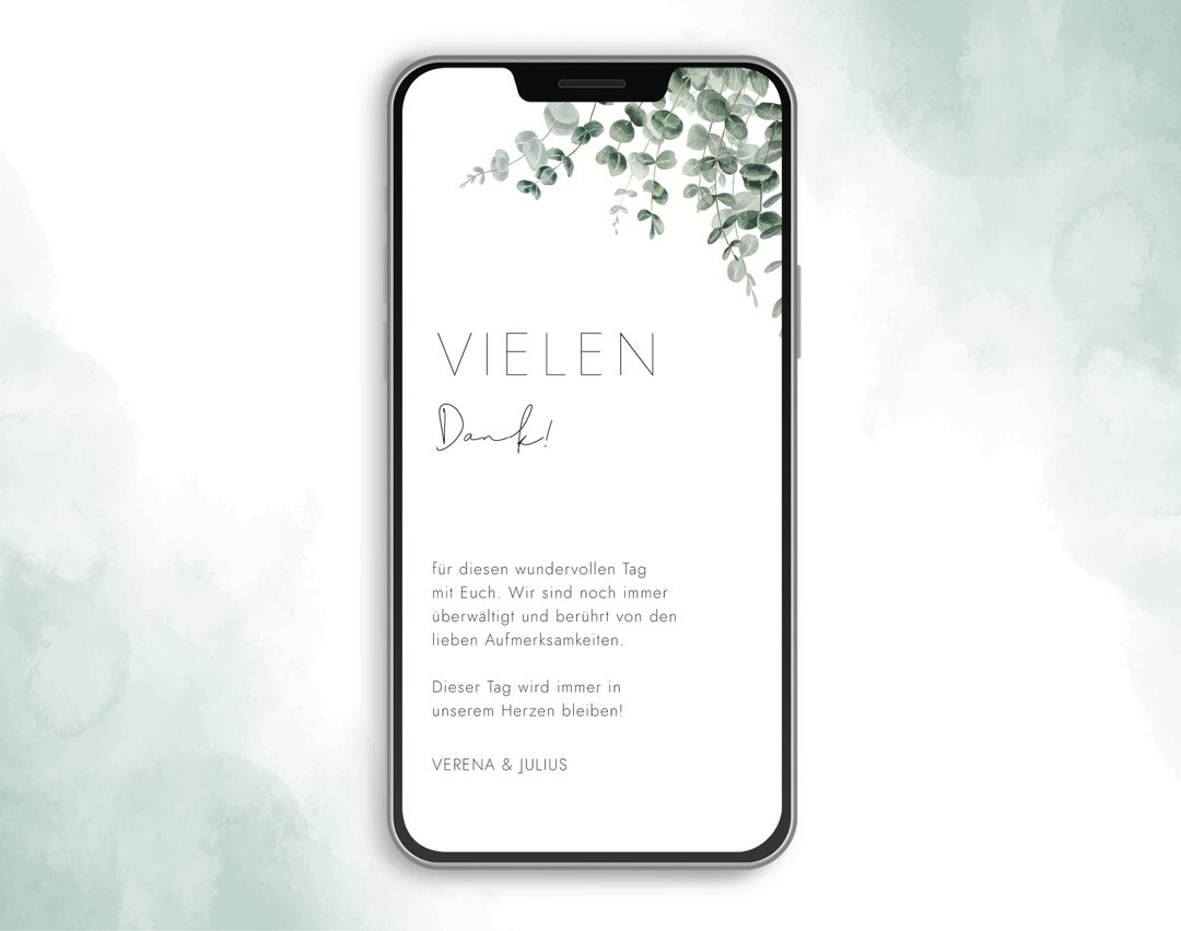 Digital Thank You Card Acknowledgement Wedding Greeting Electronical ...