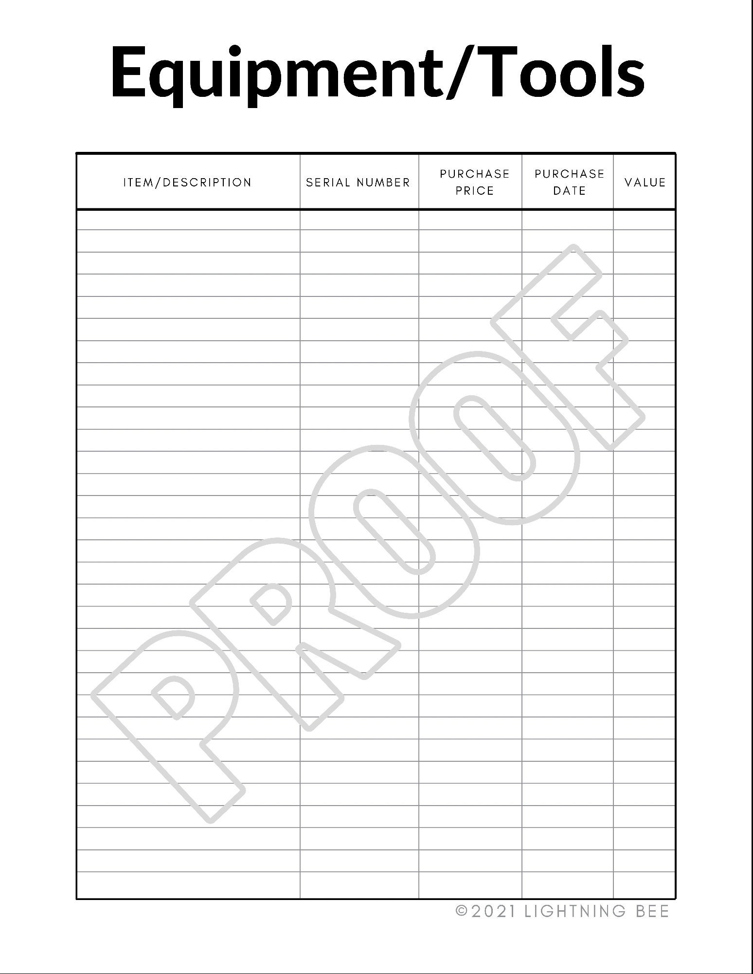 Business Equipment/tool List - Etsy