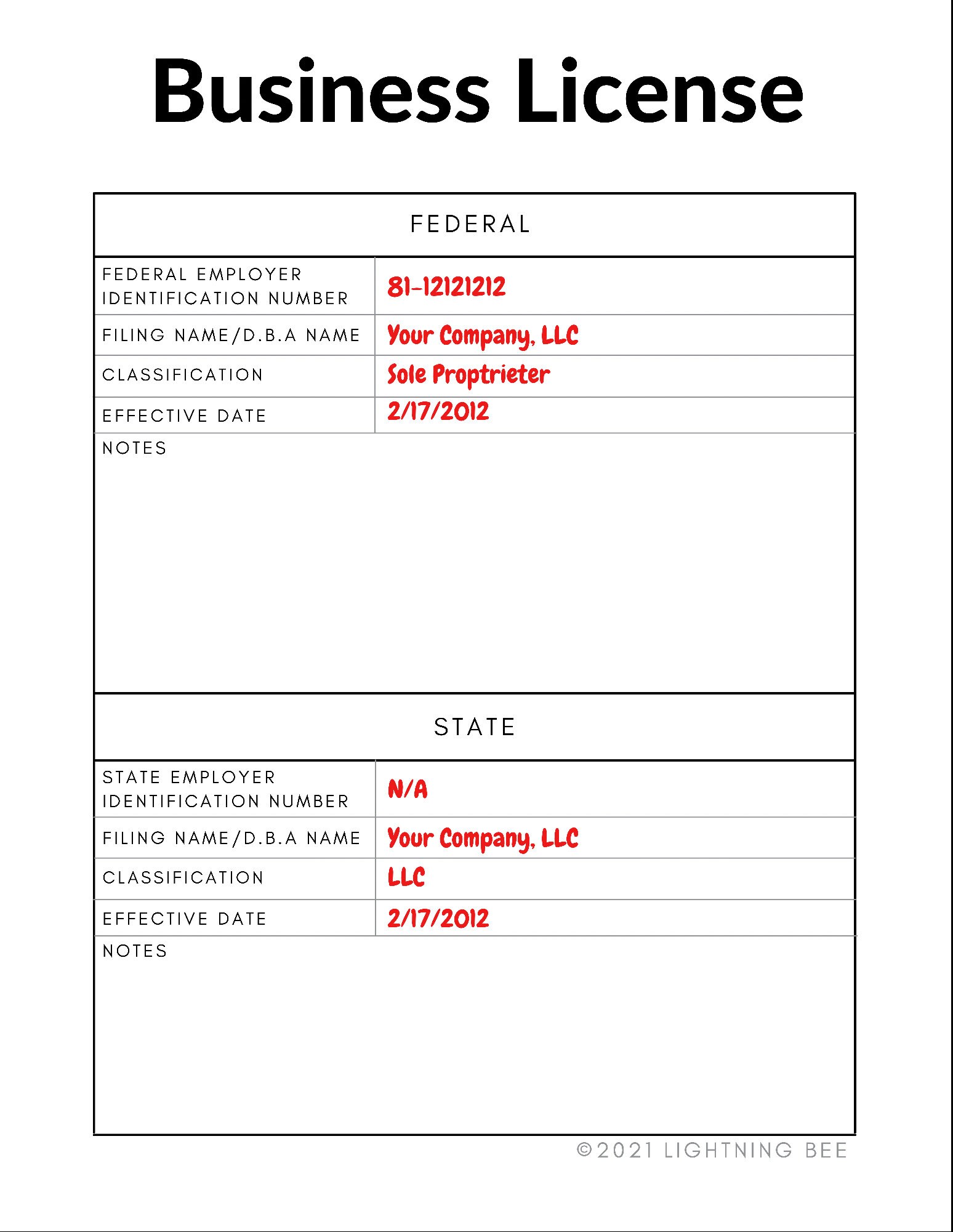 Business License Organizer - Etsy