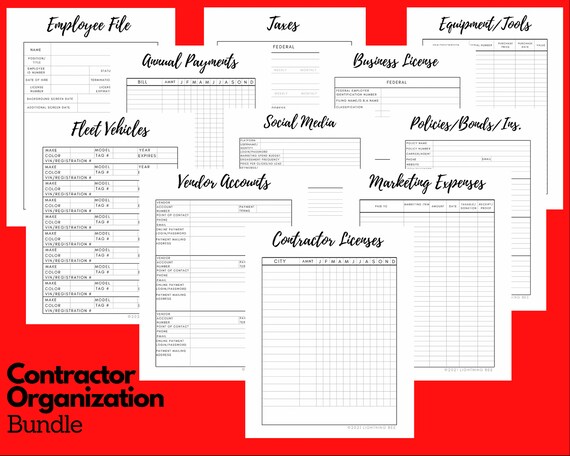 Contractor Business Organization Bundle - Etsy