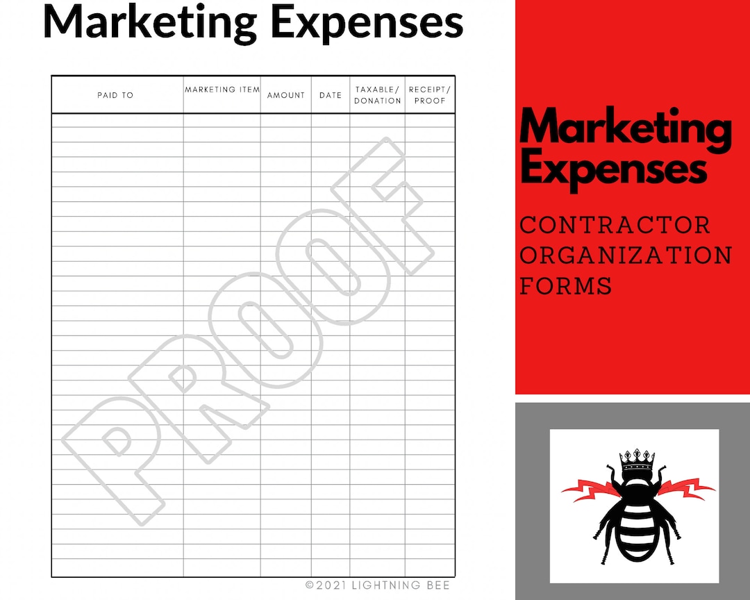 Business Marketing Expense Tracker Organizer - Etsy