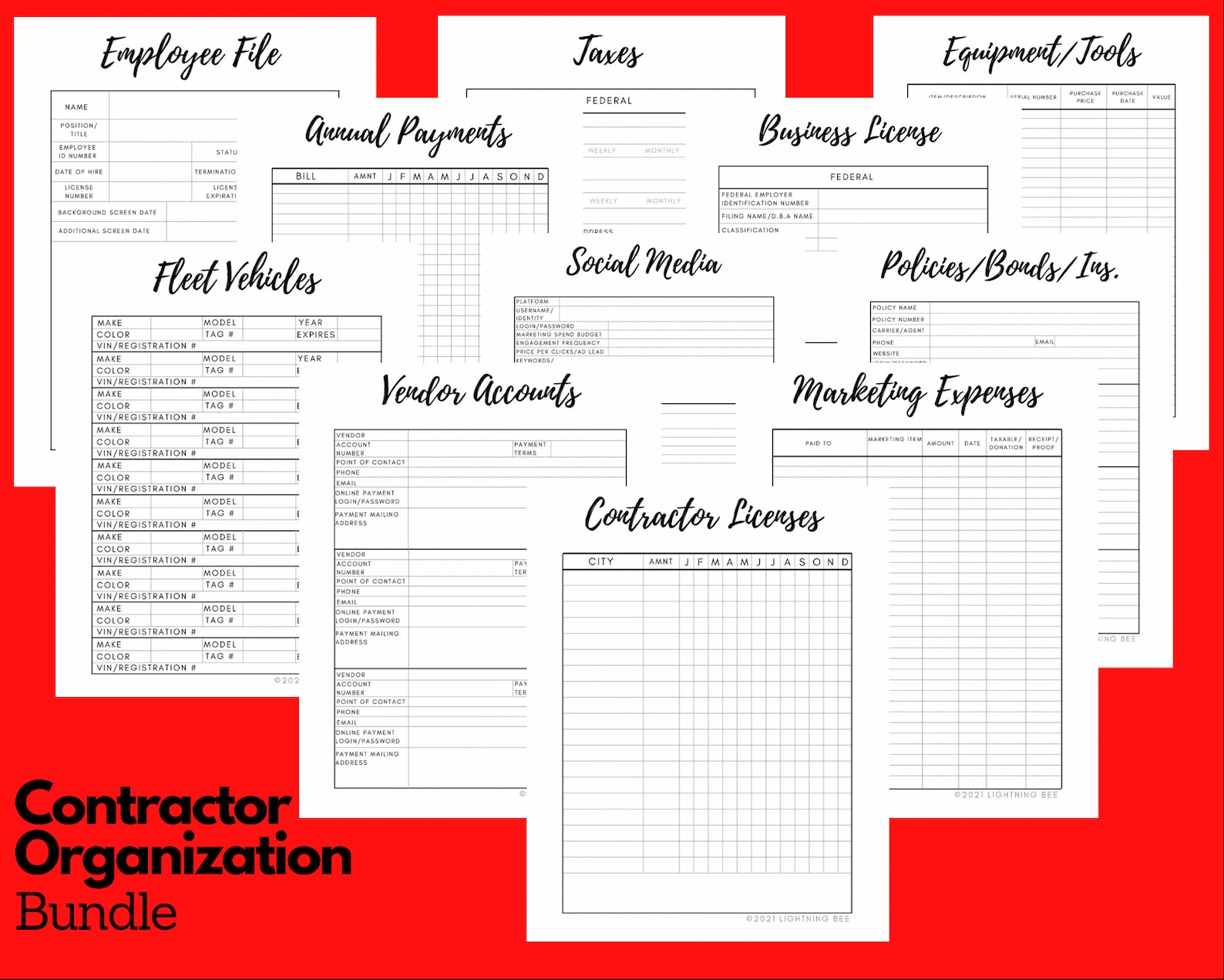 Business Marketing Expense Organizer Planner - Etsy