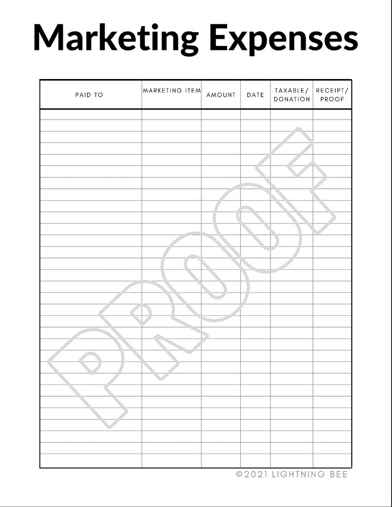Business Marketing Expense Tracker Organizer - Etsy