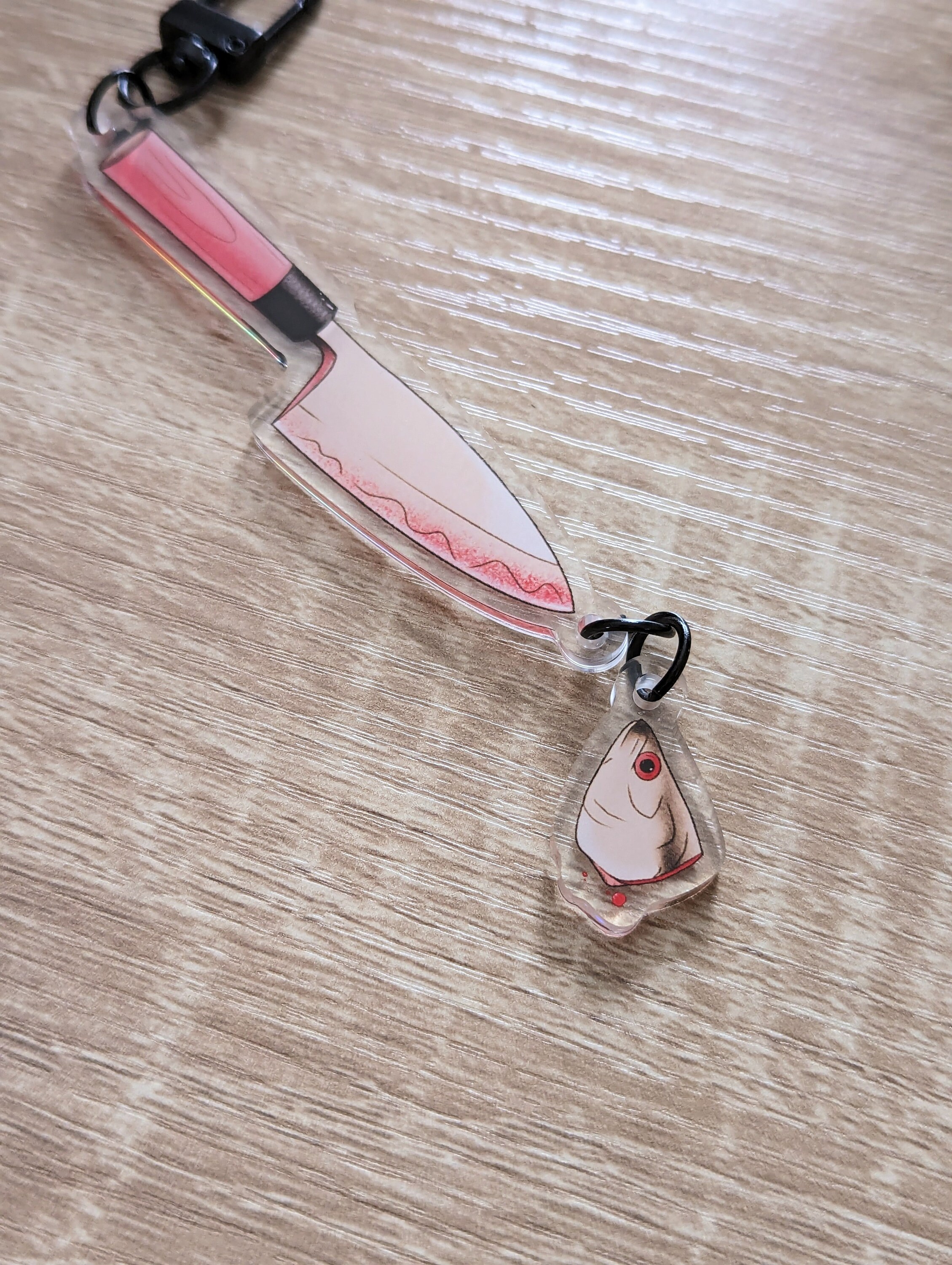 Knife & Fish Head Acrylic Keychain | Knife Acrylic Charm - Etsy
