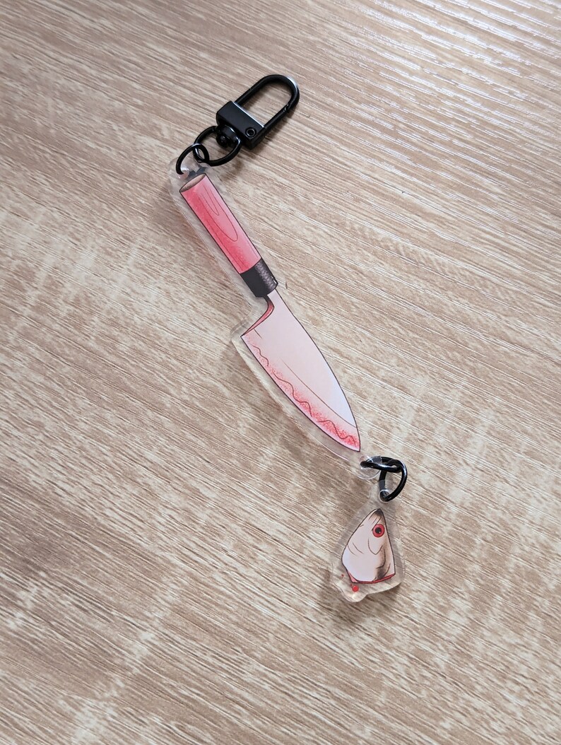 Knife & Fish Head Acrylic Keychain | Knife Acrylic Charm - Etsy