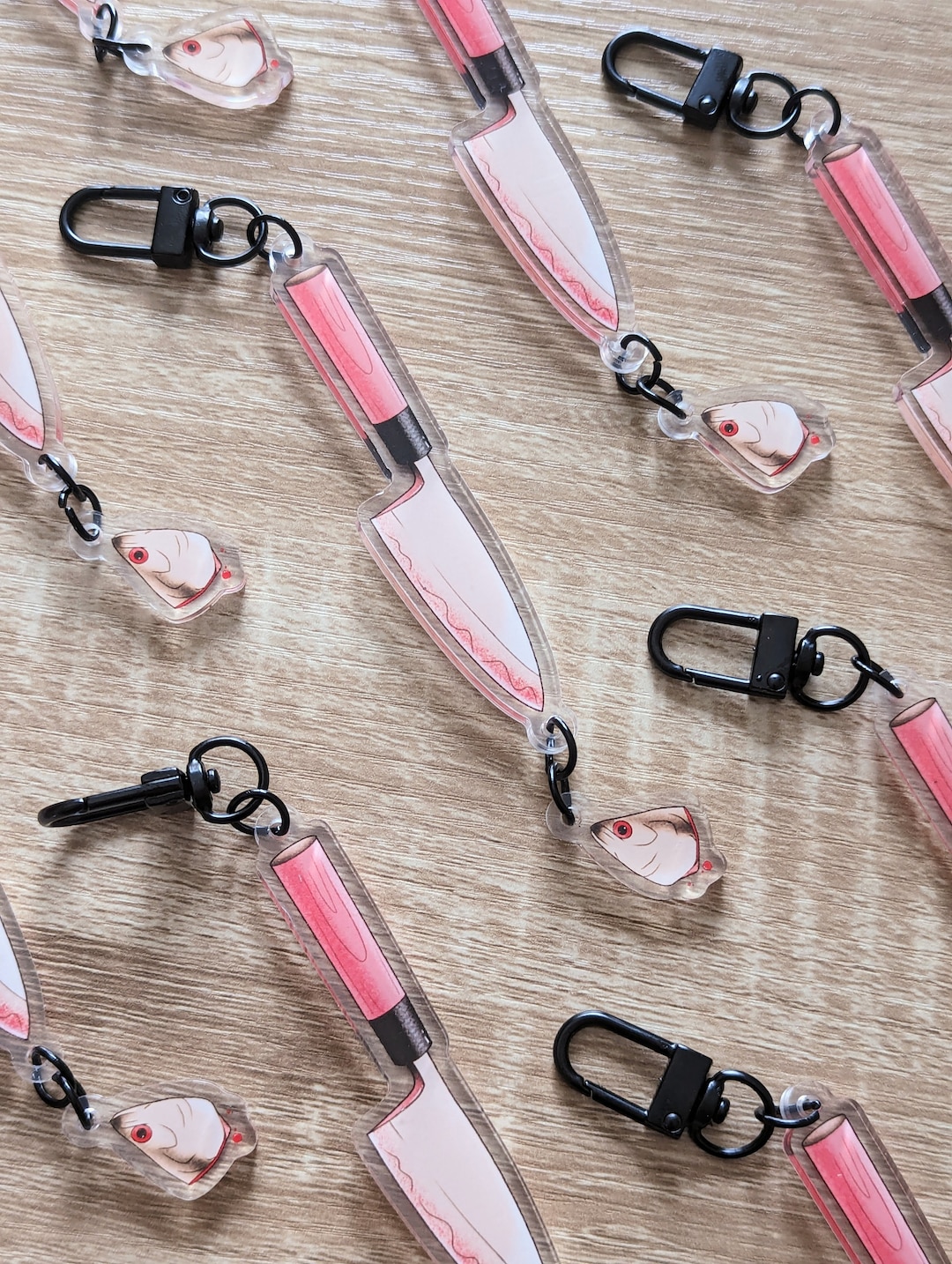 Knife & Fish Head Acrylic Keychain | Knife Acrylic Charm - Etsy