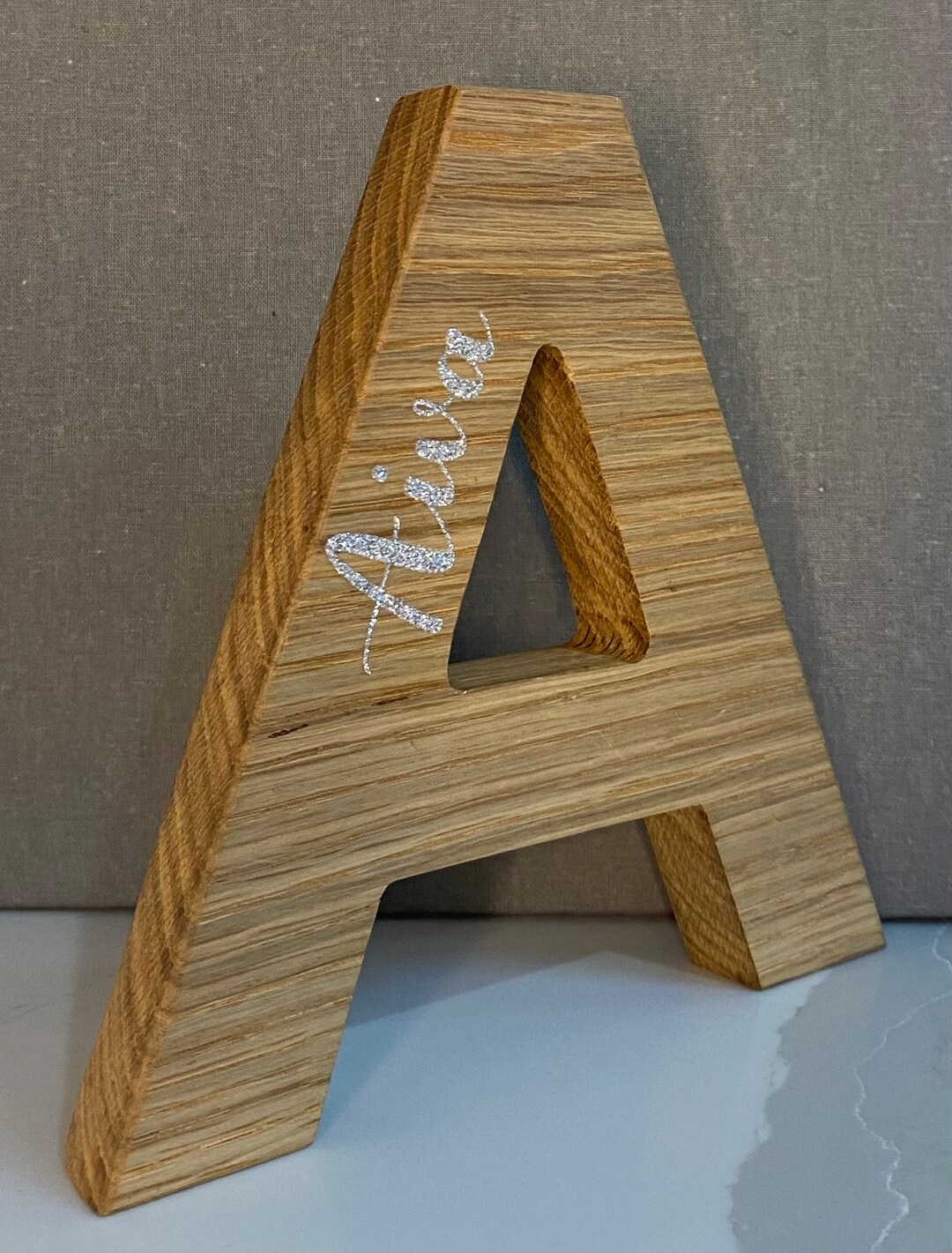 Chunky Oak Letter With Name, Personalised Wooden Letter, Freestanding ...