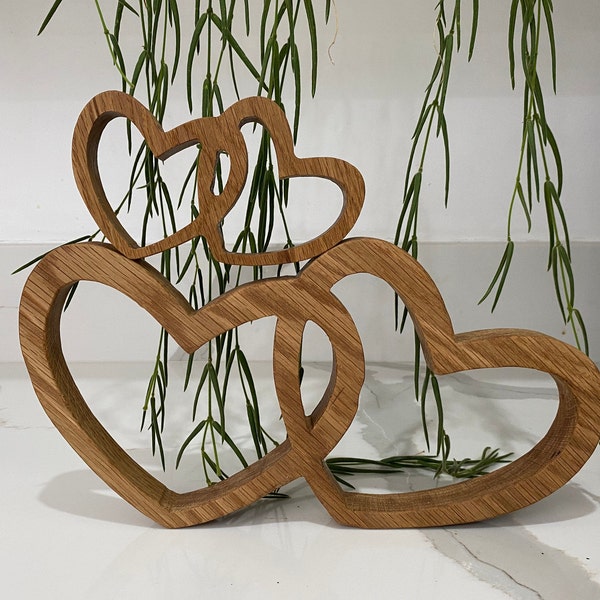 Solid Oak Hearts - Etsy