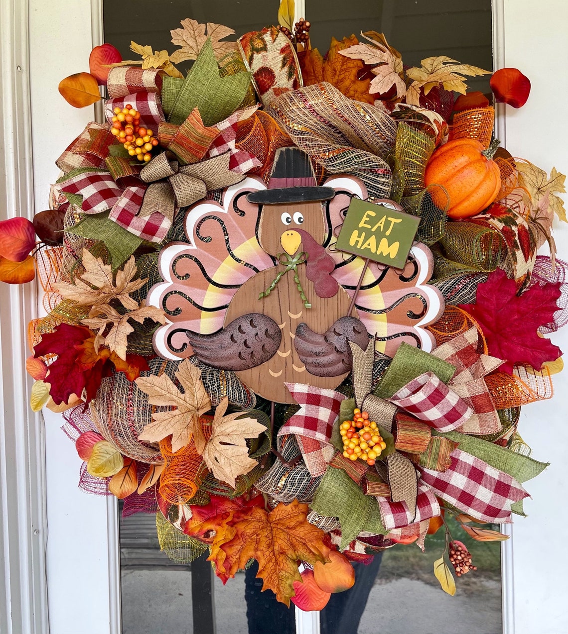 Thanksgiving Wreath, Fall Wreath, Turkey Wreath, Autumn Wreath, Cute ...