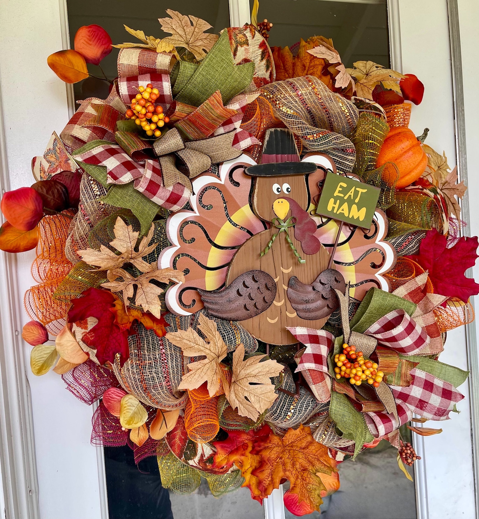 Thanksgiving Wreath, Fall Wreath, Turkey Wreath, Autumn Wreath, Cute ...