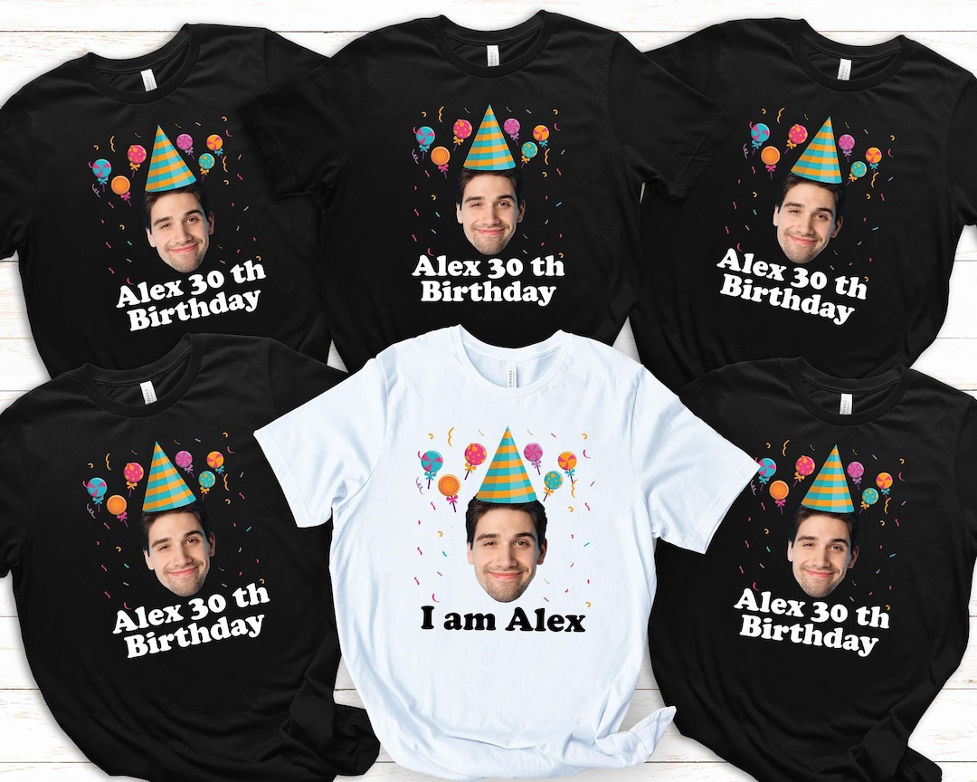 Custom Face Birthday Shirt, Name Birthday Shirt With Hat, Personalized ...