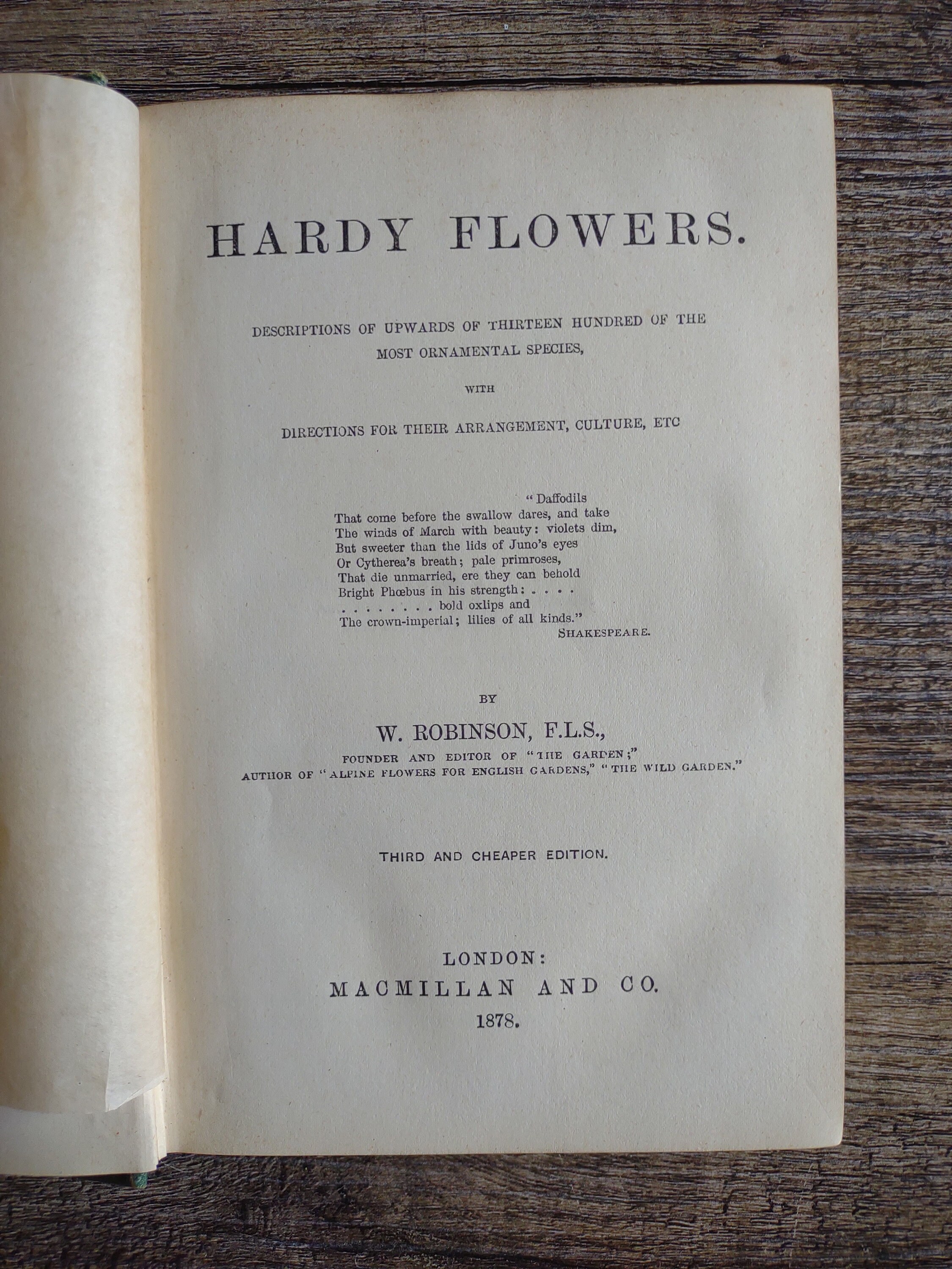 Antique Botany Book Hardy Flowers by William Robinson Antique - Etsy