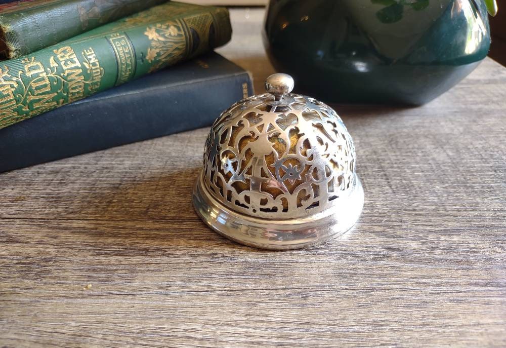 Antique Sterling Silver Mechanical Desk Bell Antique Edwardian Silver ...