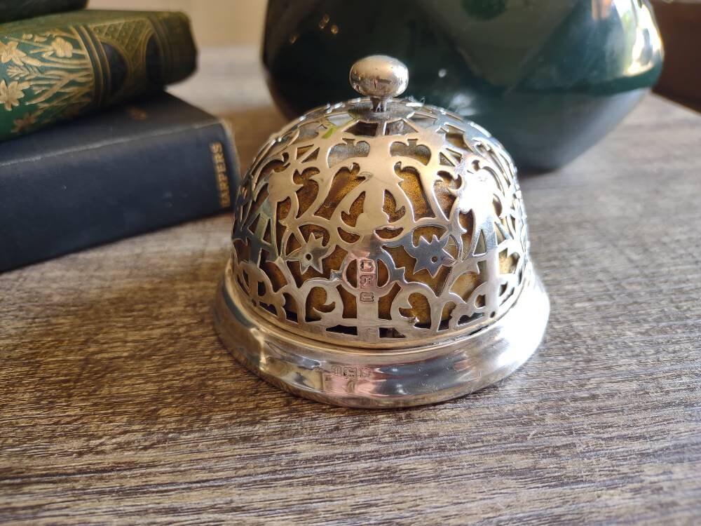 Antique Sterling Silver Mechanical Desk Bell Antique Edwardian Silver ...