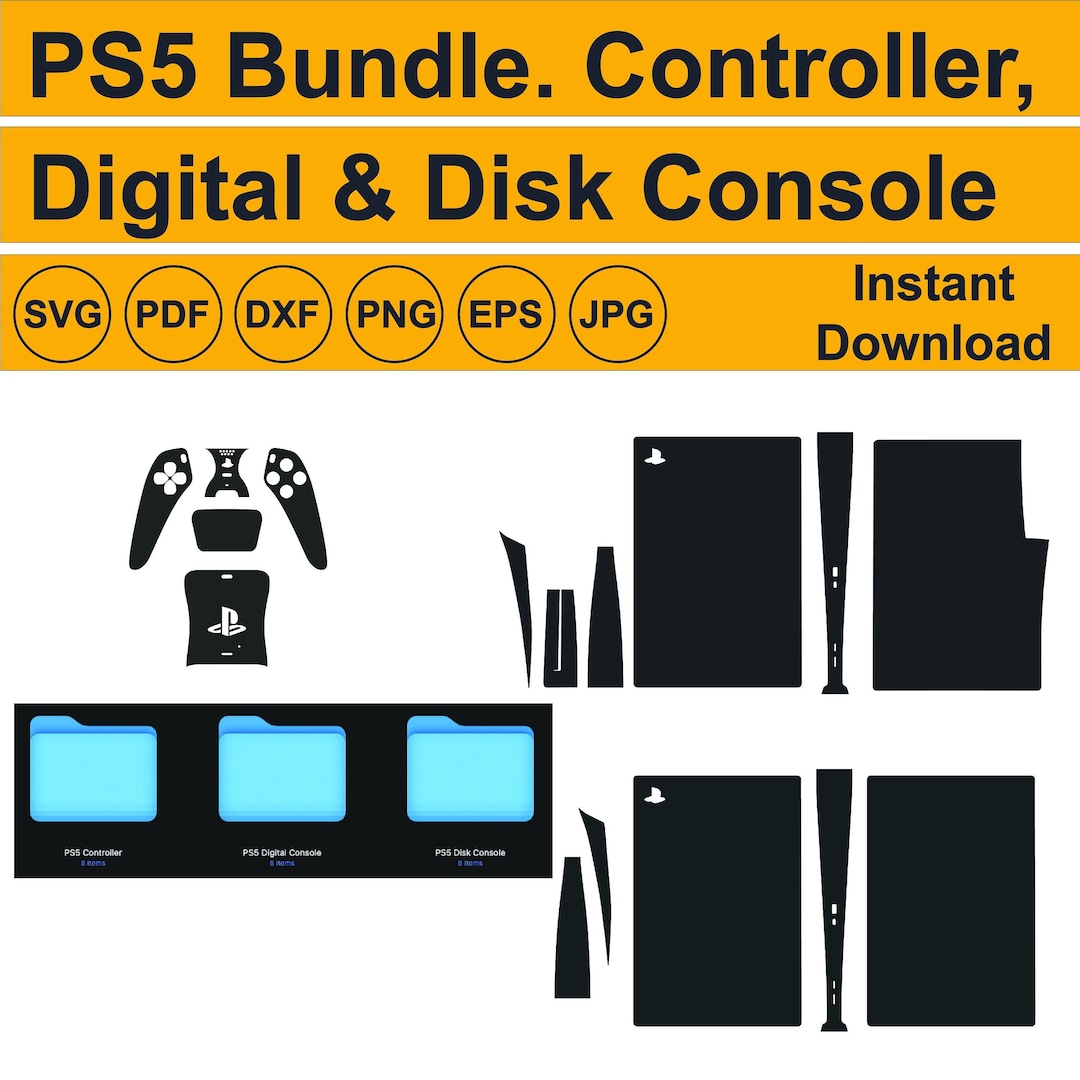 PS5 Digital AND Disk Versions With Controller Skin SVG Files Bundle - Etsy