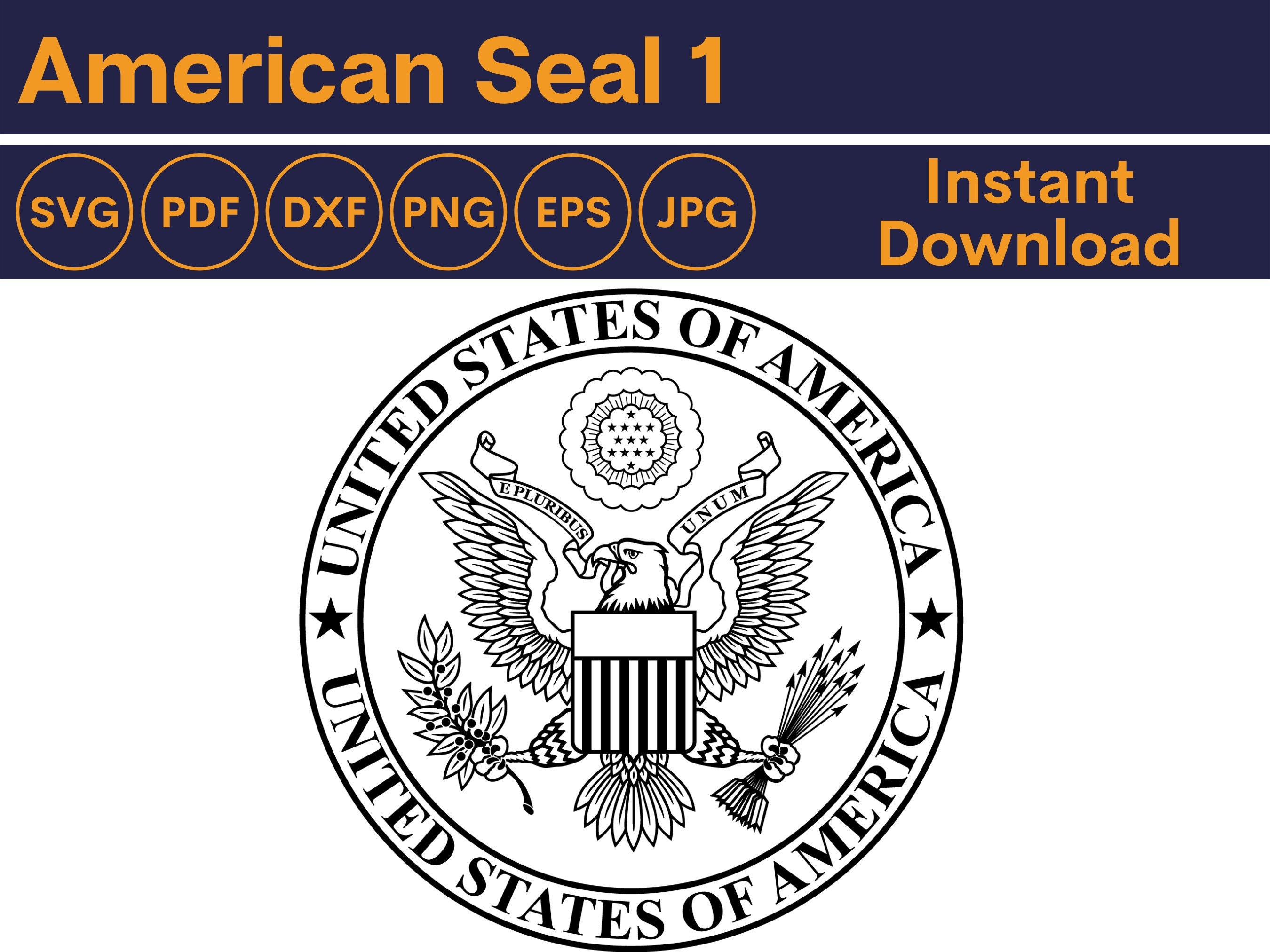US Great Seal SVG File. American Eagle Digital Files in Svg, Eps and Dxf for Laser Cut, Cnc ...