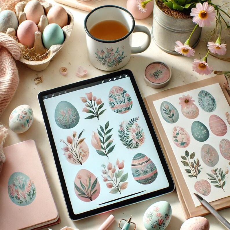 Boho Easter Egg Clipart PNG – 18 Pastel Spring Eggs With Transparent ...