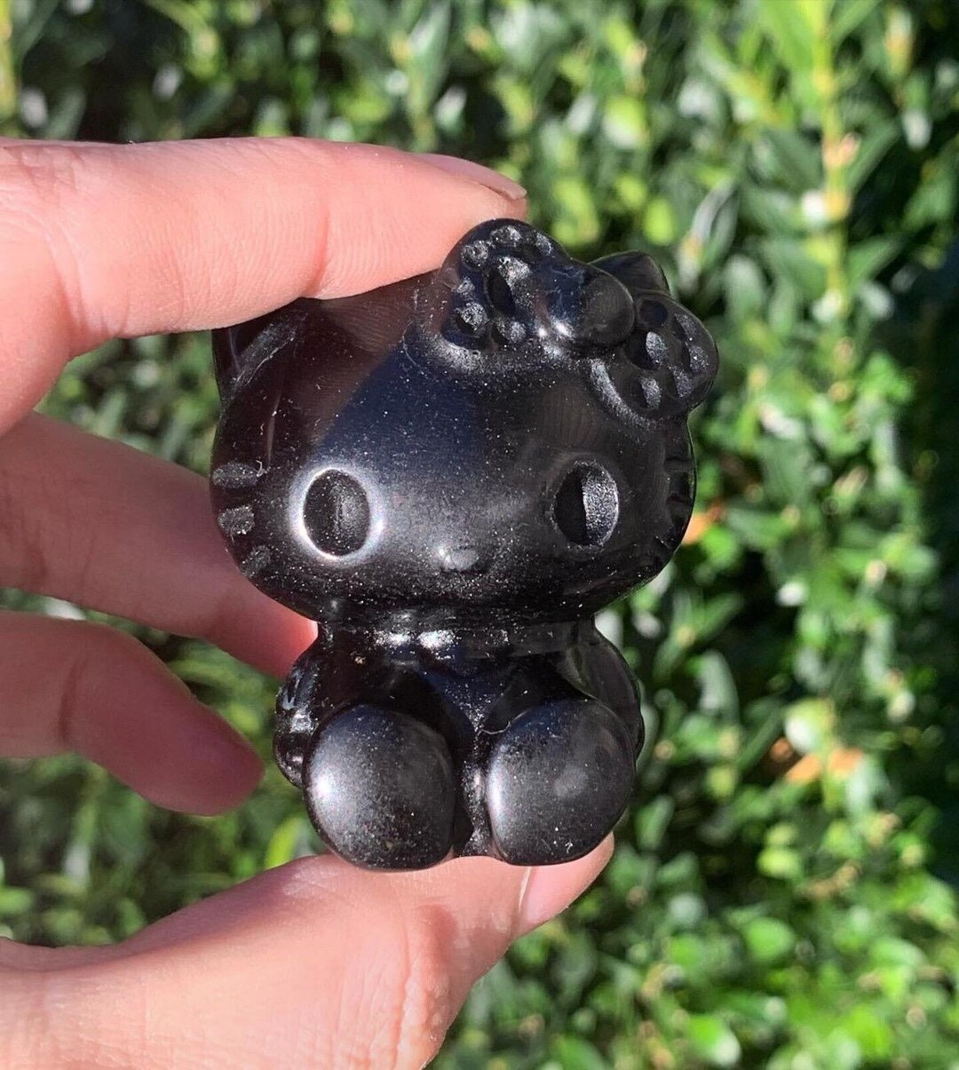 Black Obsidian Kitty Carving - Etsy