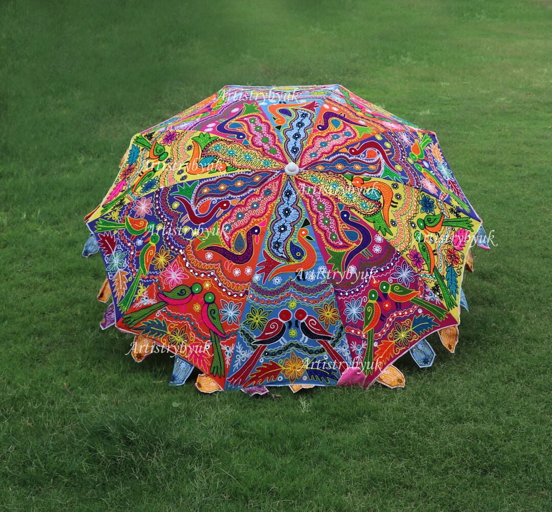 Amazing Handmade Multi Color Peacock and Parrot Design Parasol ...