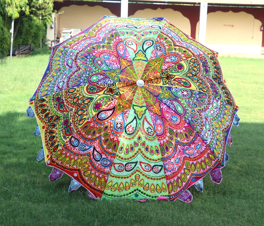 Unique Multi Color Design Parasol, Bohemian Handmade Shining Embroidery ...