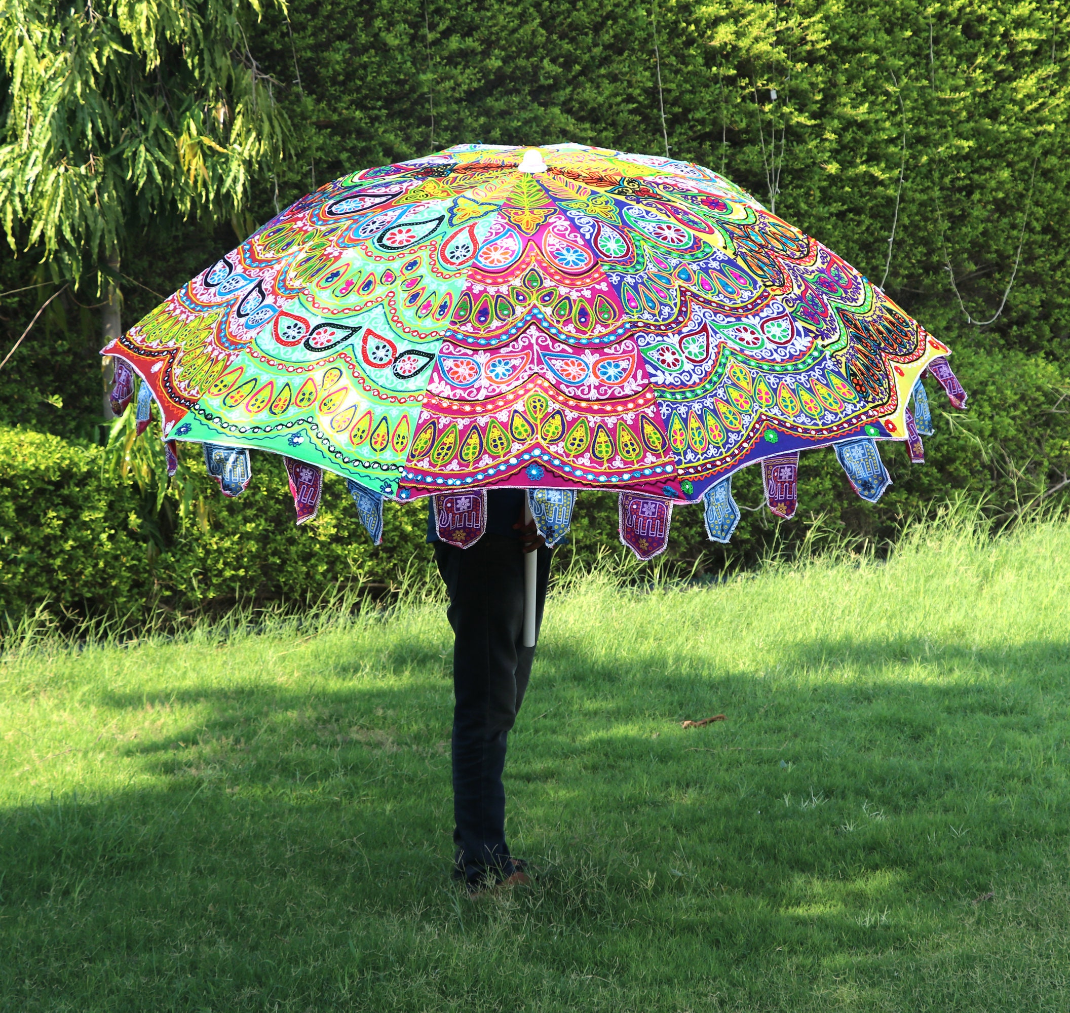 Unique Multi Color Design Parasol, Bohemian Handmade Shining Embroidery ...