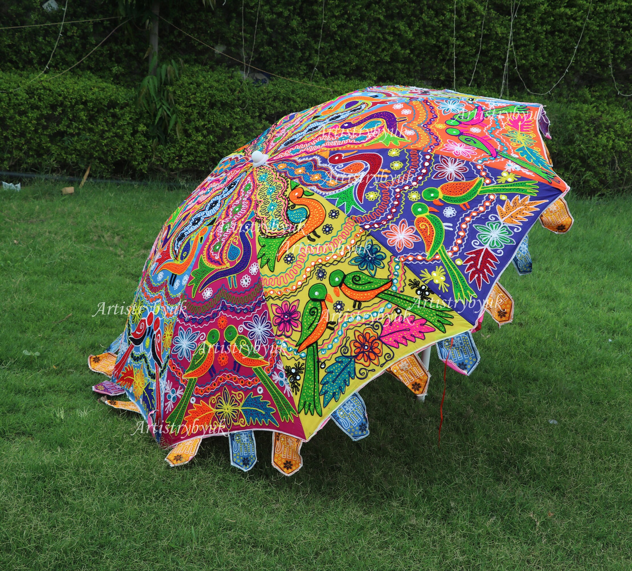 Amazing Handmade Multi Color Peacock and Parrot Design Parasol - Etsy UK