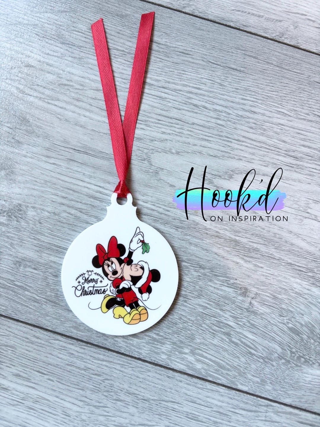 Disney Inspired Minnie/mickey Mouse Christmas Bauble - Etsy