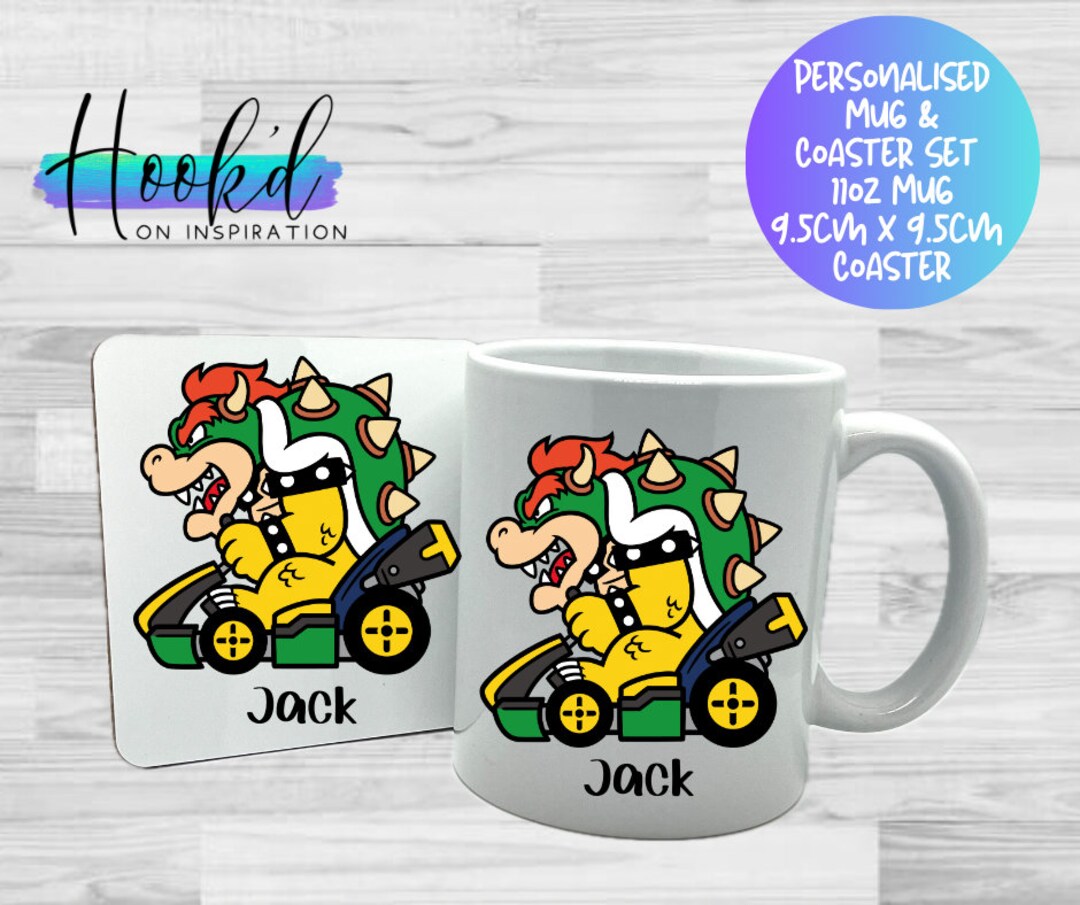 Mario Kart Inspired Bowser Personalised Mug, Coaster or Set - Etsy