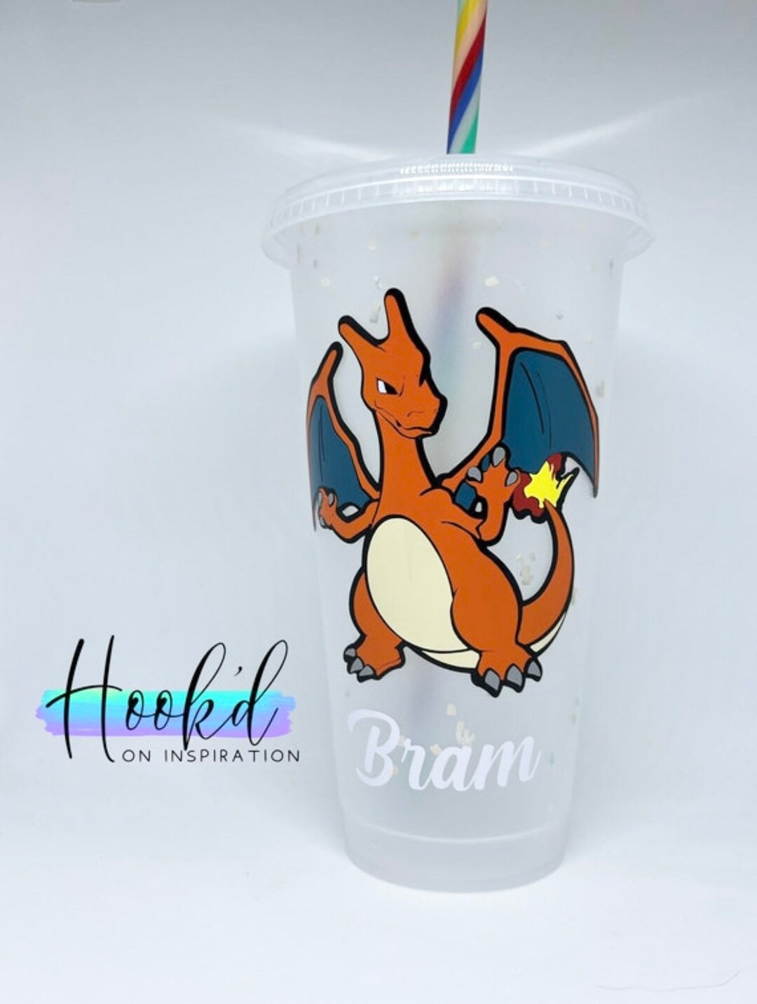 Pokemon Inspired Charizard 24oz Cup. Confetti Colour Changing Cold Cup ...