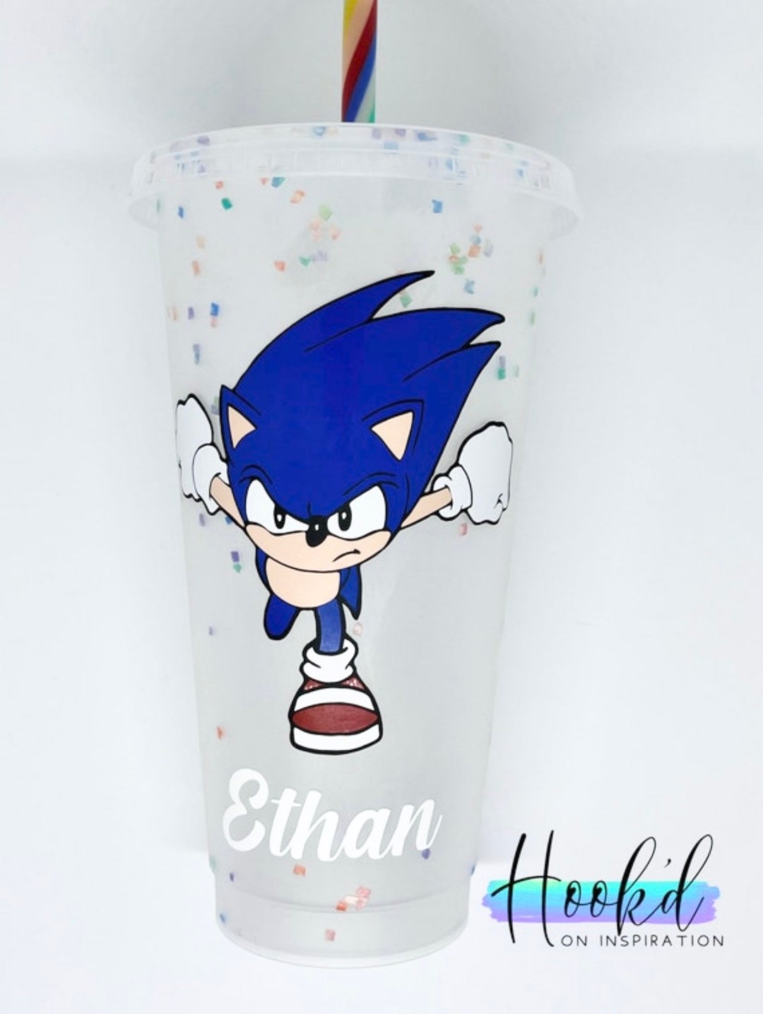 Sonic the Hedgehog Inspired 24oz Confetti/glitter Cold Cup Tumbler. Can ...
