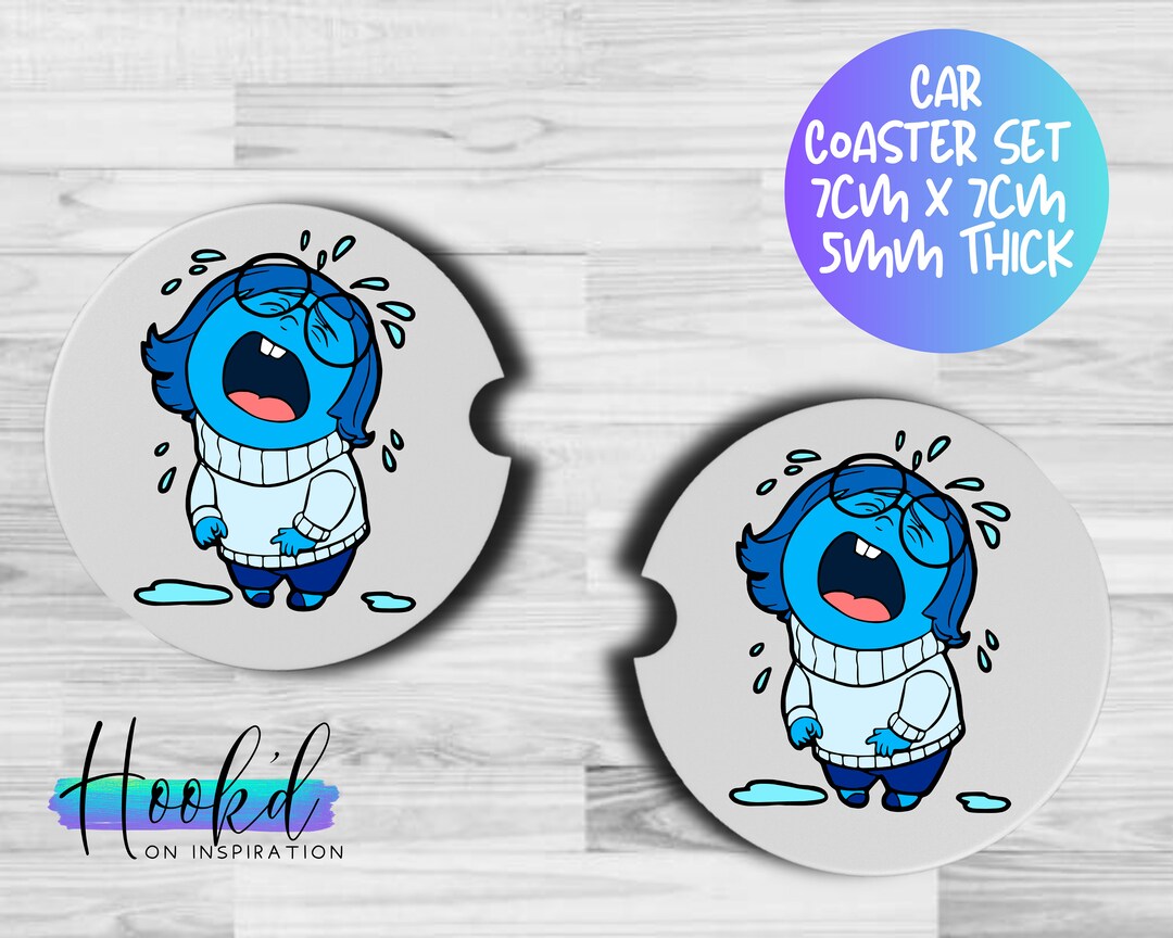 Disney Inspired Sadness From Inside Out Set of Neoprene Washable Car ...