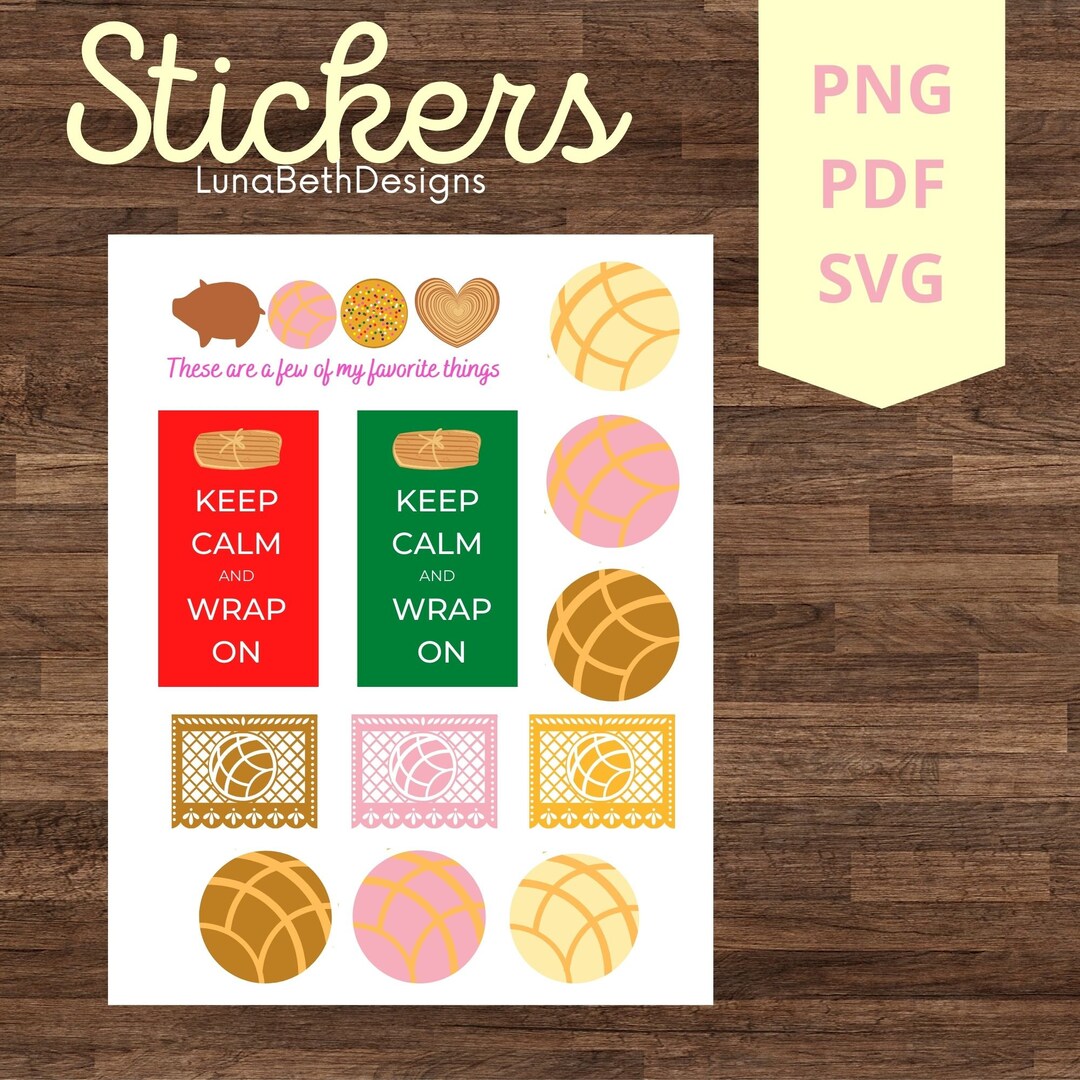 Pan Dulce, Papel Picado and Tamales, Stickers, Instant Digital Download ...