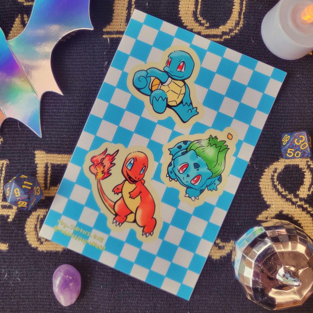 Pokemon Starters Sticker Sheet - Pokemon RBY - Pokemon Red - Pokemon ...