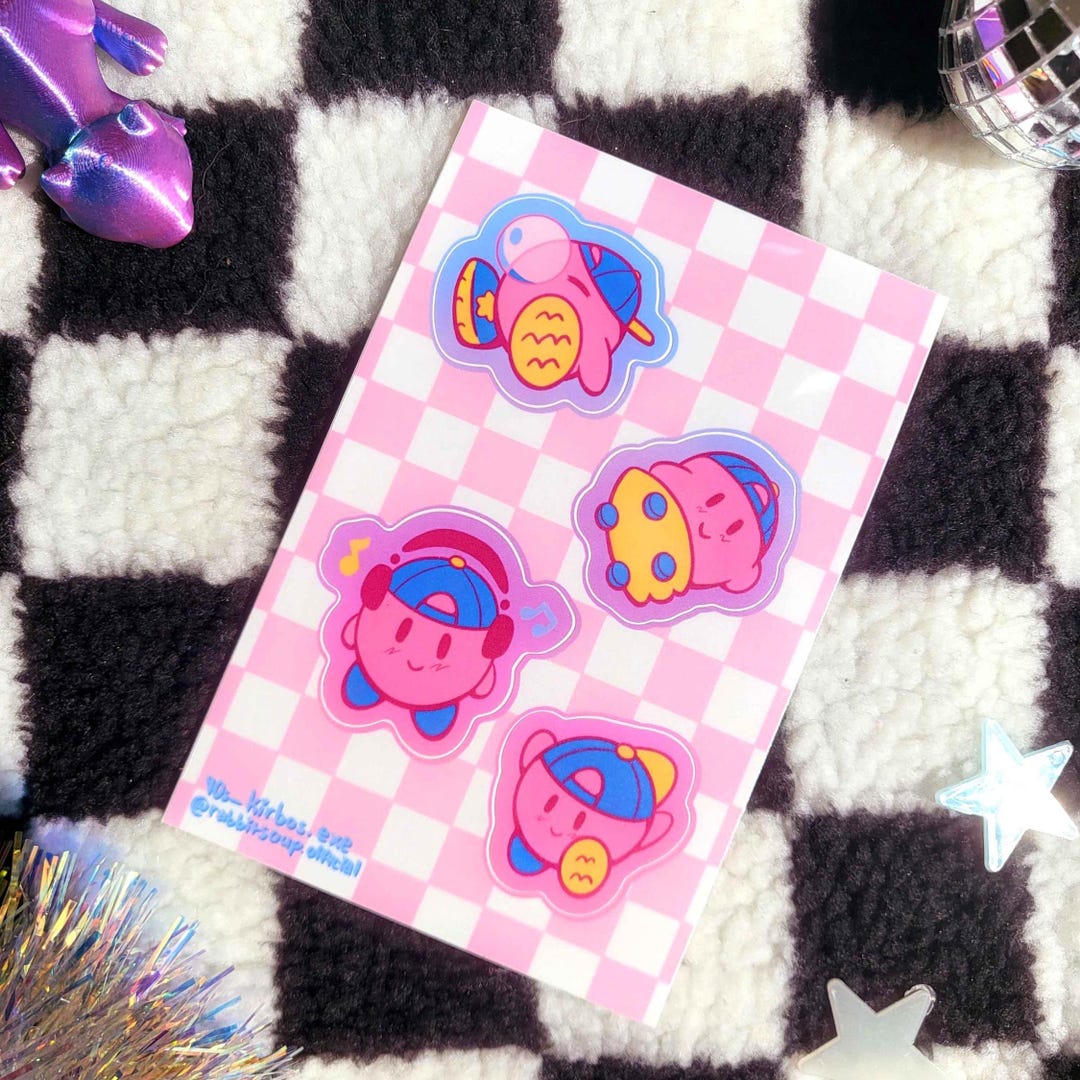 90s Poyo Sticker Sheet - Kirby - Vaporwave - Sticker Sheet - Vinyl ...