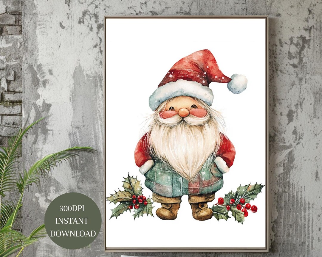 Santa Clip Art | Cute Santa Clipart | Christmas Wall Art | Christmas ...