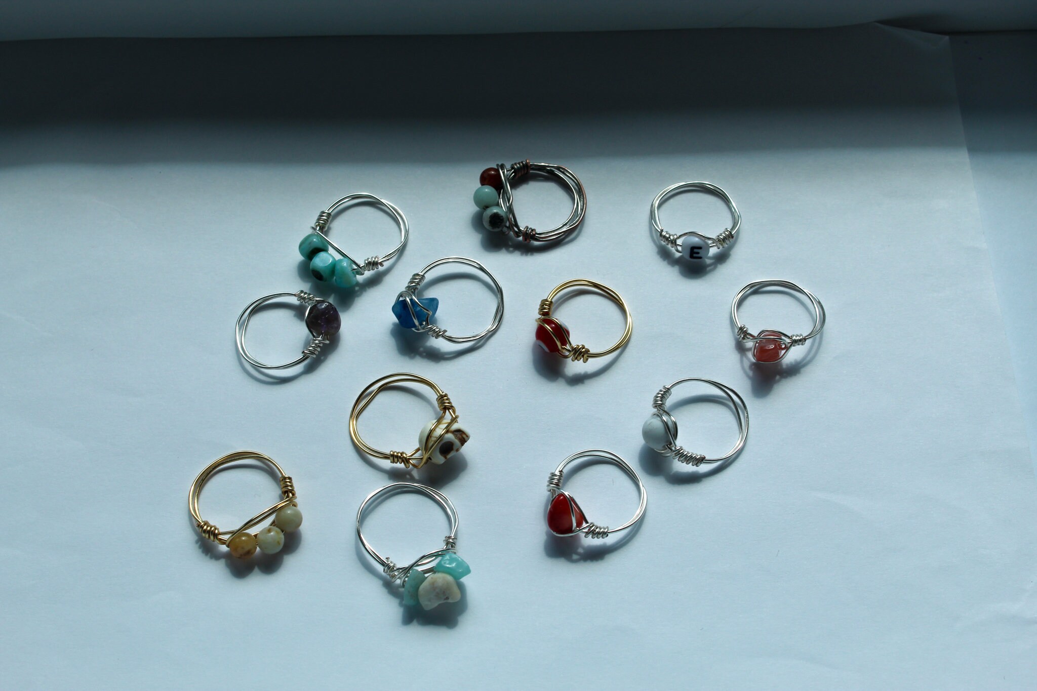 Wire Rings With Crystals, Tarnish Resistant, Gemstone, Wire Wrapped ...
