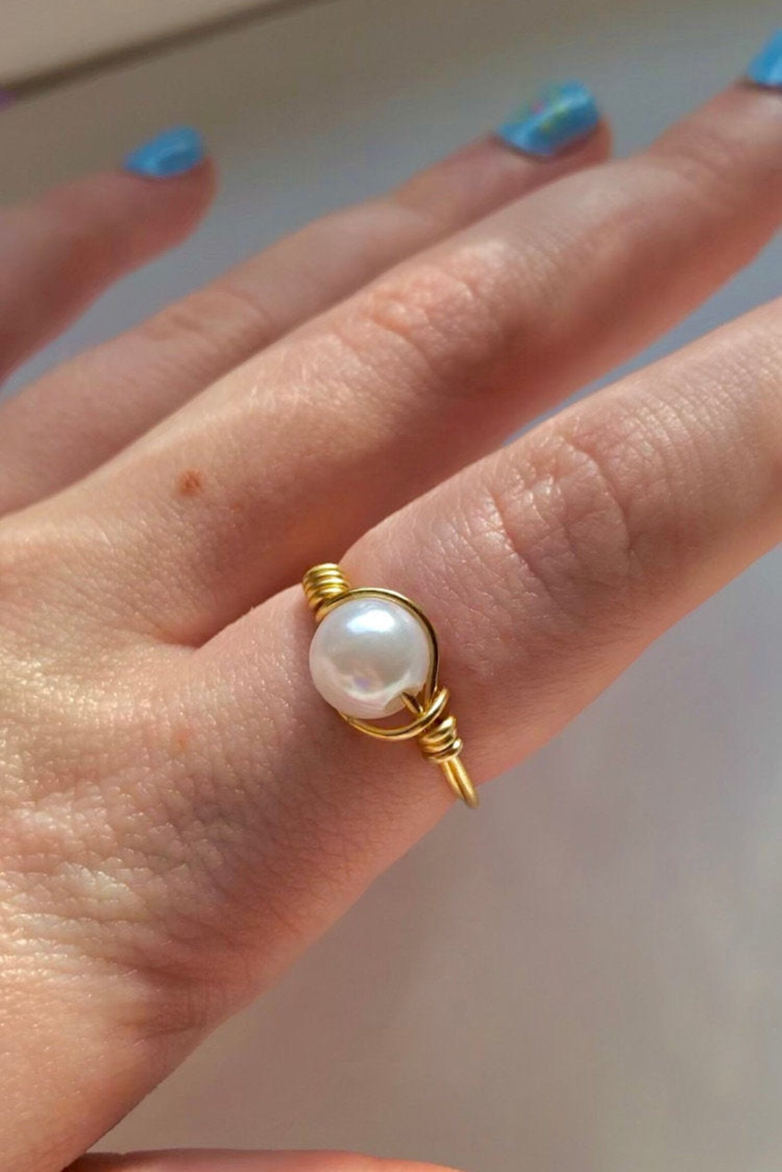Wire Wrapped Pearl Ring Gold Pearl Silver Pearl Handmade - Etsy