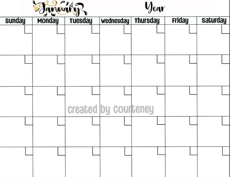 12 Month Calendar Template - Etsy