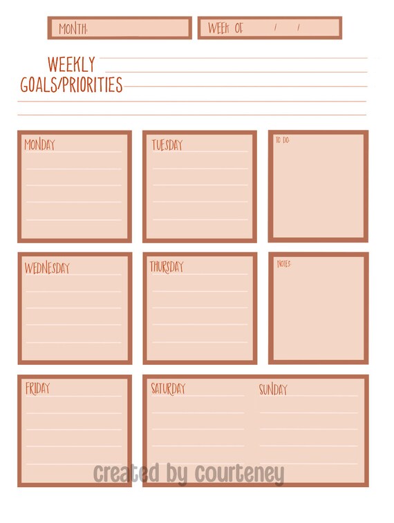 Weekly Planner Insert - Etsy
