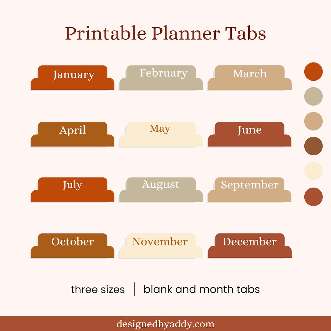 Printable Monthly Planner Index Tabs Planner Dividers Printable Planner ...