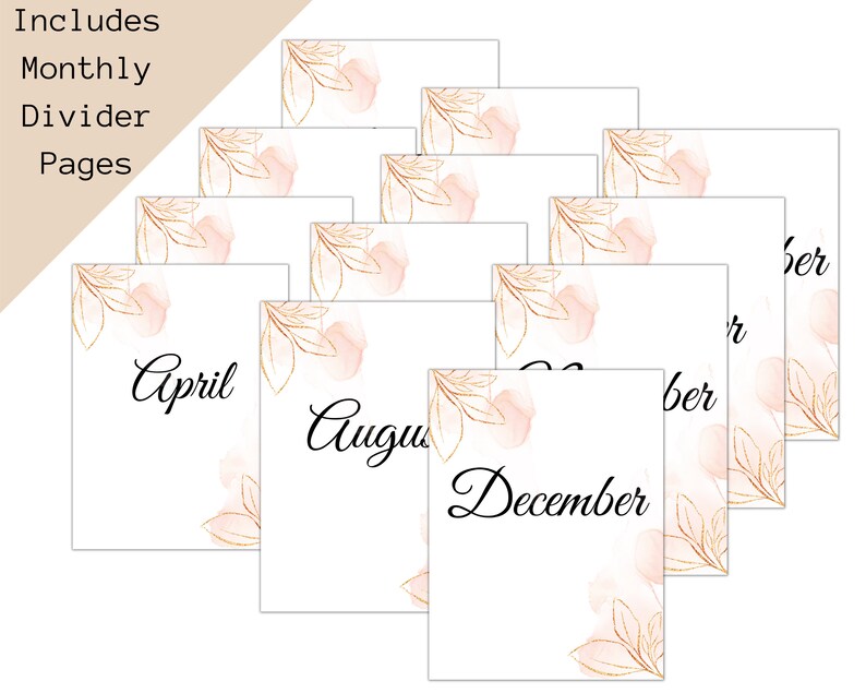 Printable Earth Tones Monthly Planner Tabs | Planner Divider Pages ...